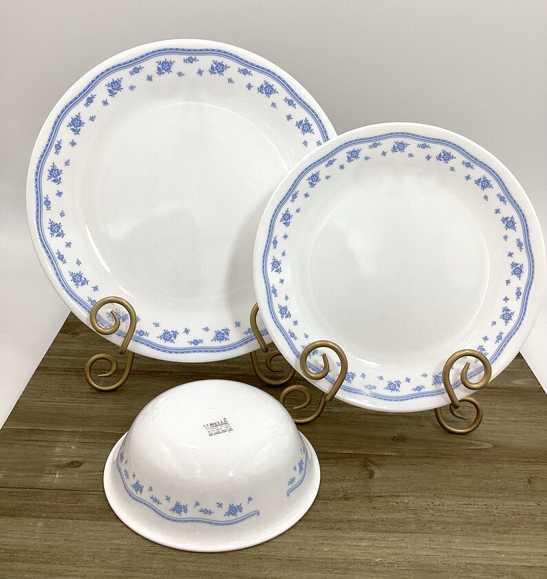 Vintage Corelle Morning Blue Dishes, Dainty Floral Dinnerware (D4-13 ...