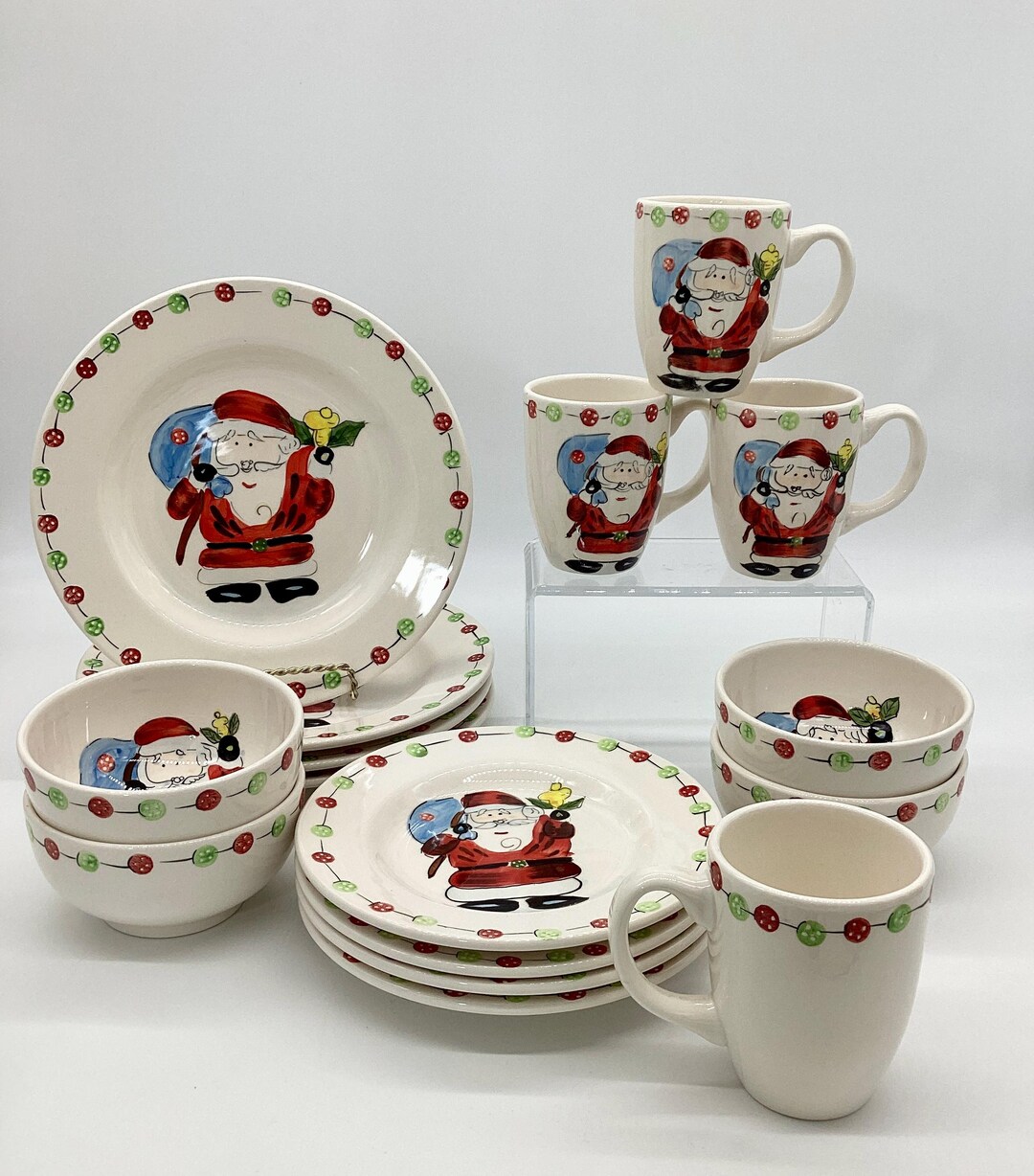 Santa Dinnerware Set for Four, Table Tops Gallery (TBL-1101) - Etsy