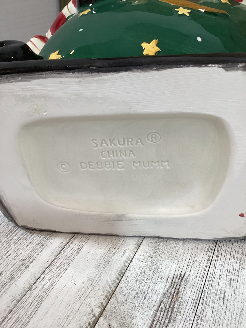 Santa on a Sleigh Cookie Jar Sakura China by Debbie Mumm. - Etsy