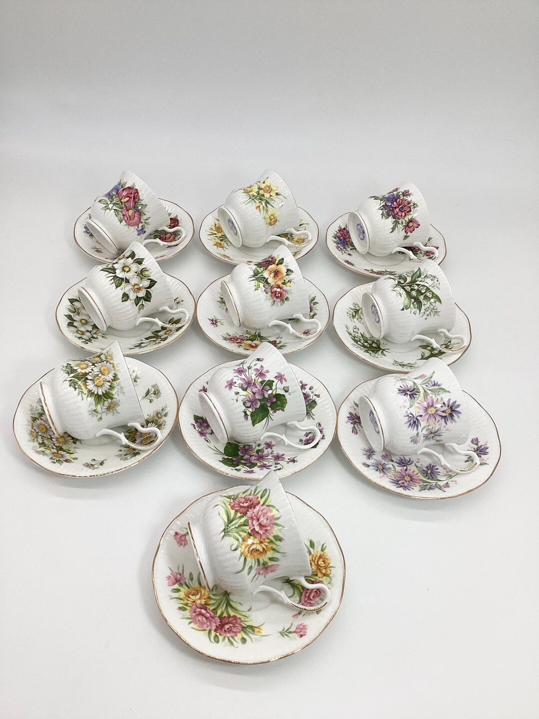 Lot of 10 Tea Cup and Saucer Sets Bridal Shower Tea Set Party Mix ...