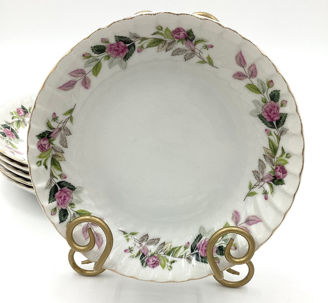 Regency Rose Bowl Set by Creative Pink Rose Dish Gold Trim China Bowl ...