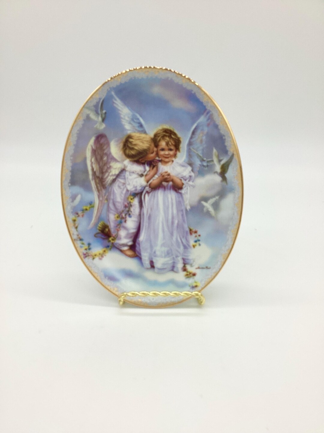 Oval Angel Decorative Plate, Religious Christmas Decor (8 3/4" X 6 3/4 ...