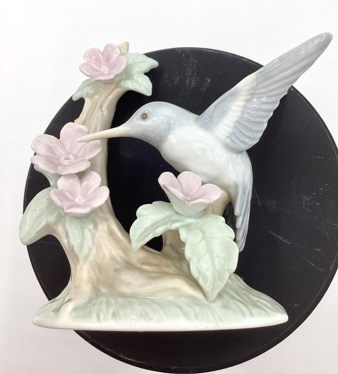Otagiri Porcelain Hummingbird Figurine With Pink Flowers, Spring Decor ...