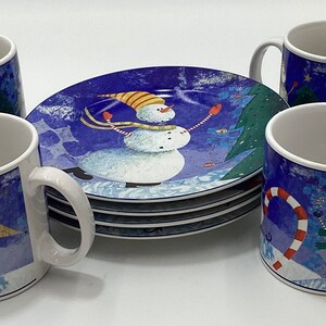 Sakura Snow Pals Stoneware Mug Set, Zulauf Snowman Christmas Dinnerware ...