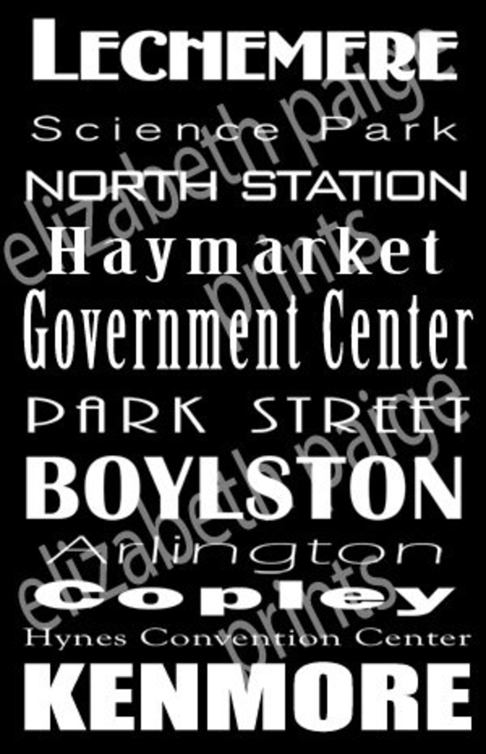 Boston T Stop Print new England Boston Massachusetts City - Etsy