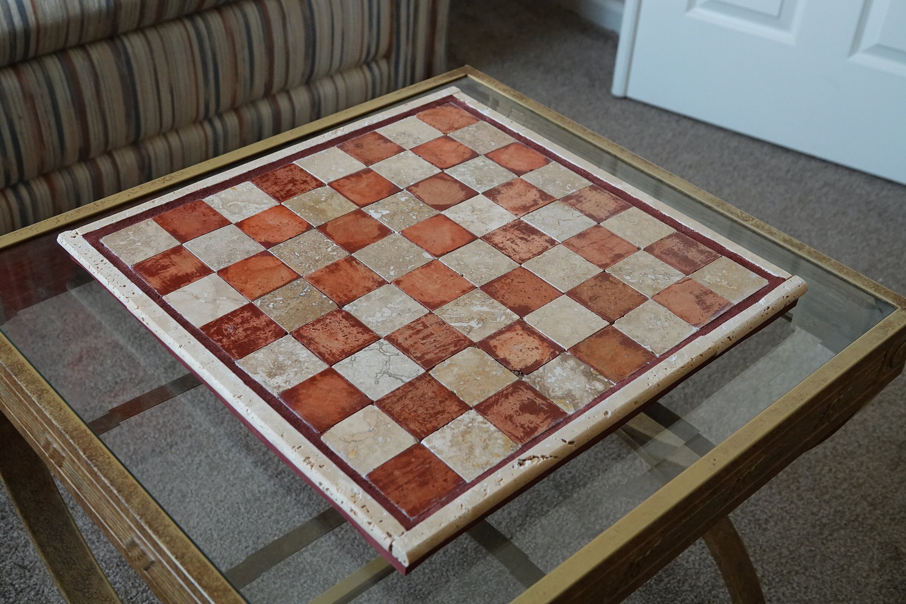 Stone Chess Board Large 17 Red and White 2 Squares - Etsy UK