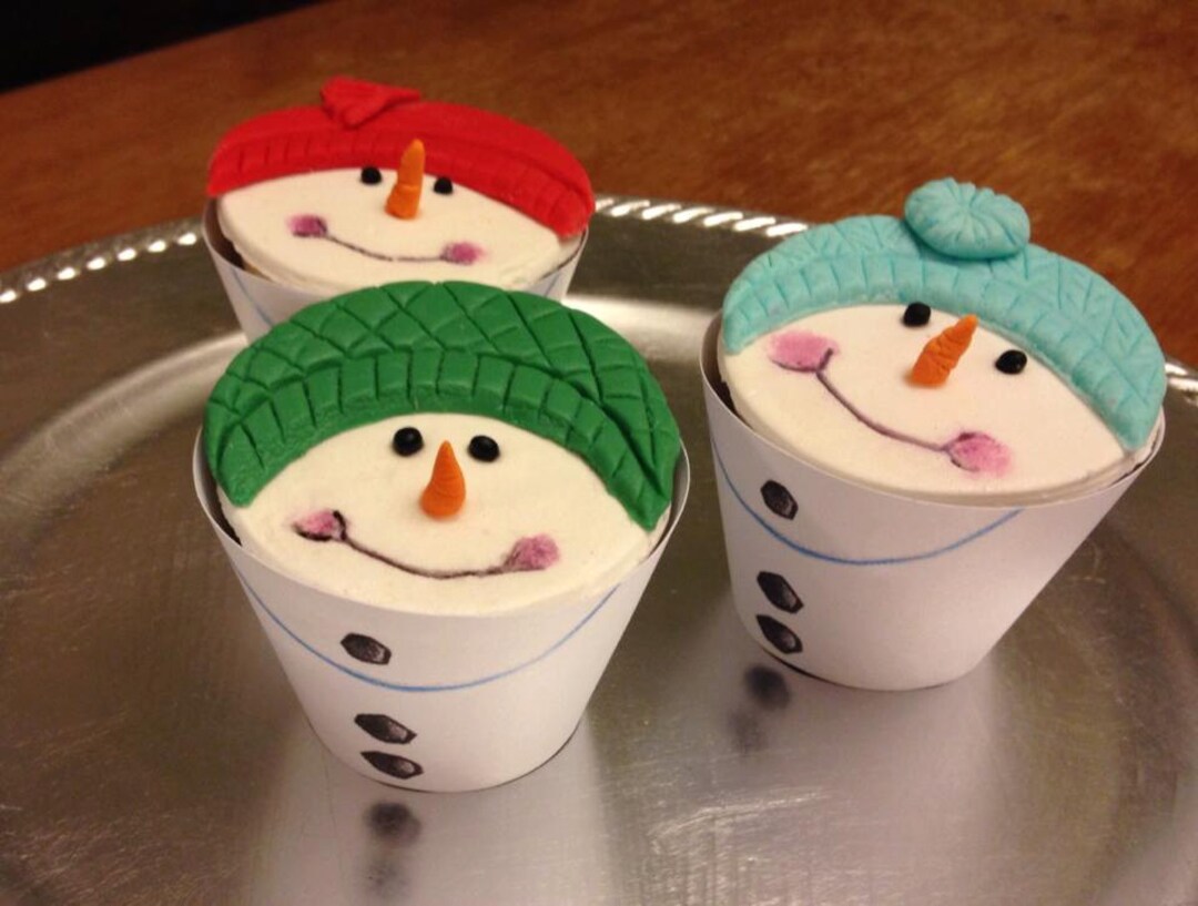 Snowman Cupcake Toppers - Etsy