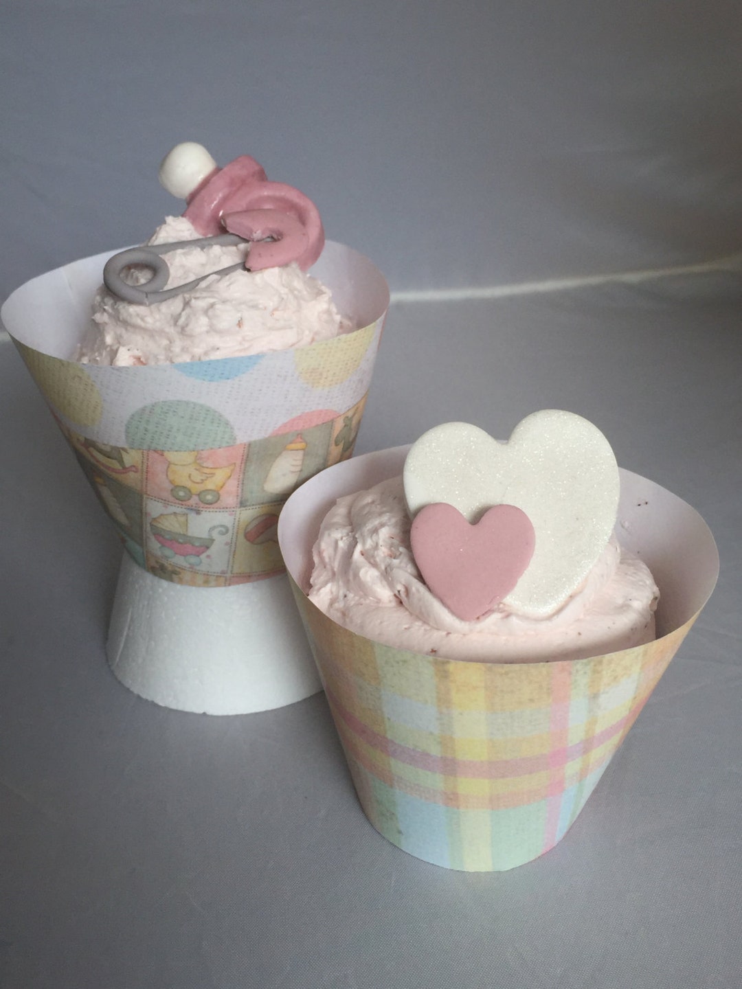 Hearts, Pins and Pacifier Cupcake Toppers - Etsy