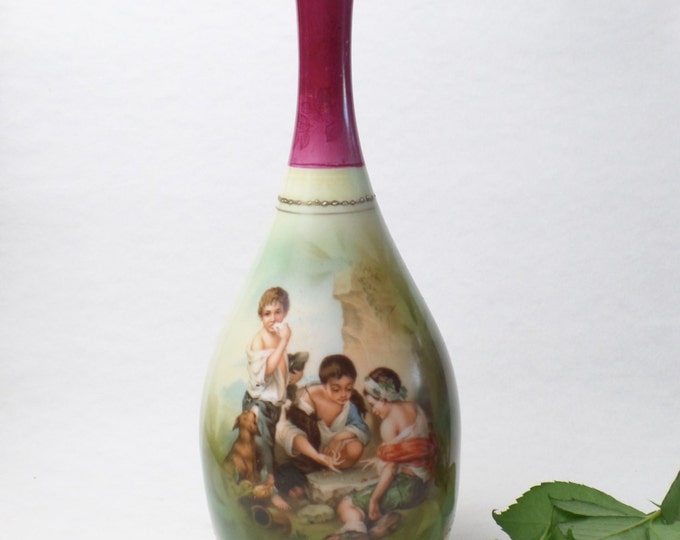 RS Suhl Vase, RS Prussia, Würfelspieler, Old China Vase, Reinhold ...