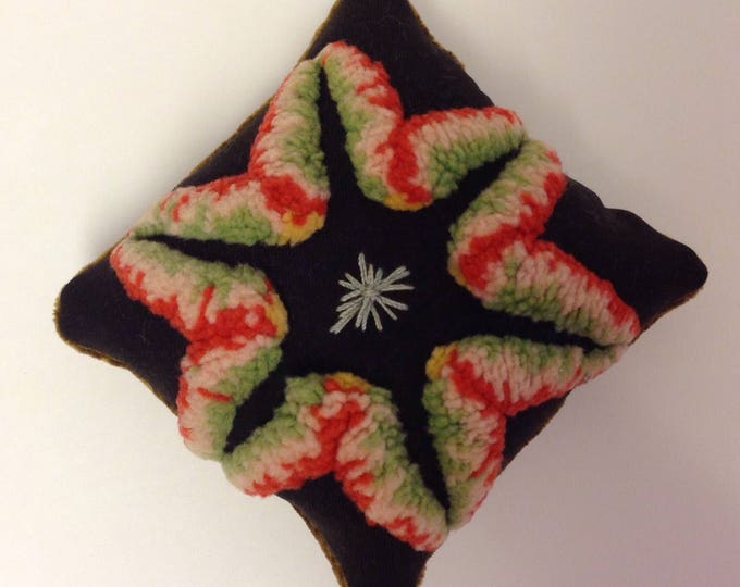 Amish Stumpwork Tufted Star Pincushion, German Folk Art Textile, Early ...