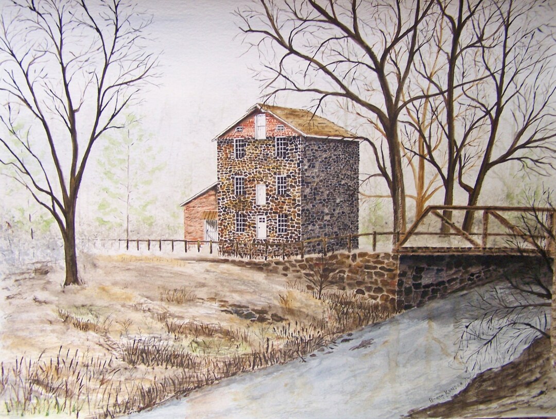 Historic Stone Mill ,old Mill Scene,old Grist Mill Mill Next to Creek ...