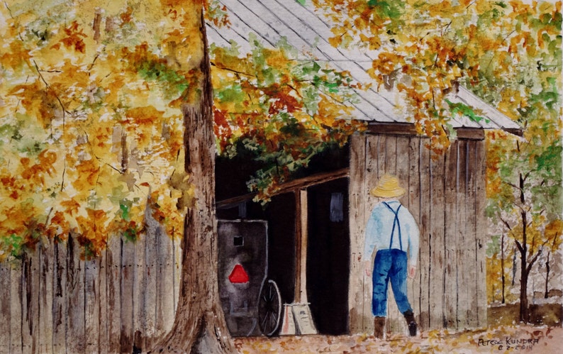 Watercolor Painting Amish Painting amish - Etsy