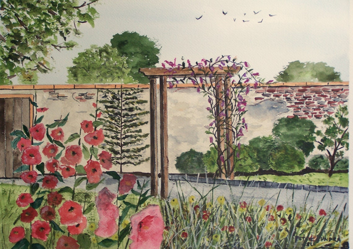 Flower Garden, Flower Scene,flower Trellis Scene,pink Flowers,scenic ...