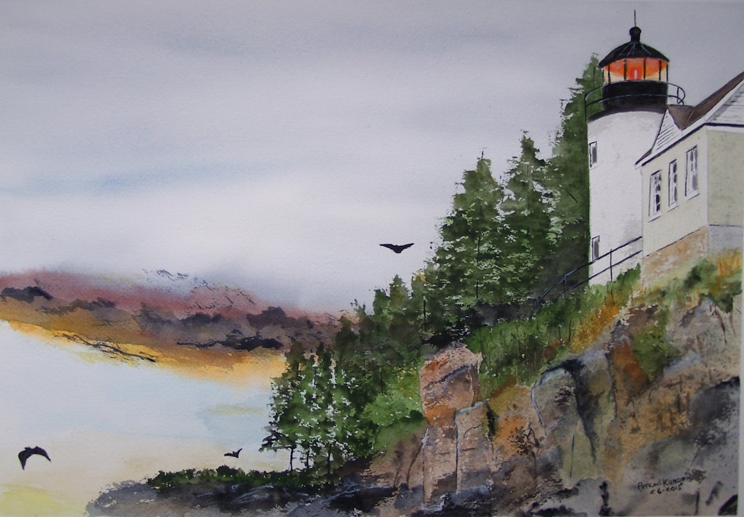 Lighthouse,painting of Light House,coastline,lighthouse Scene,beacon ...
