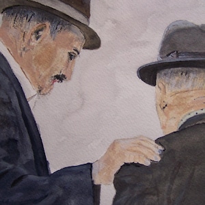 Painting of Men,two Guys Painting,men Talking Scene,italian Men,men in ...