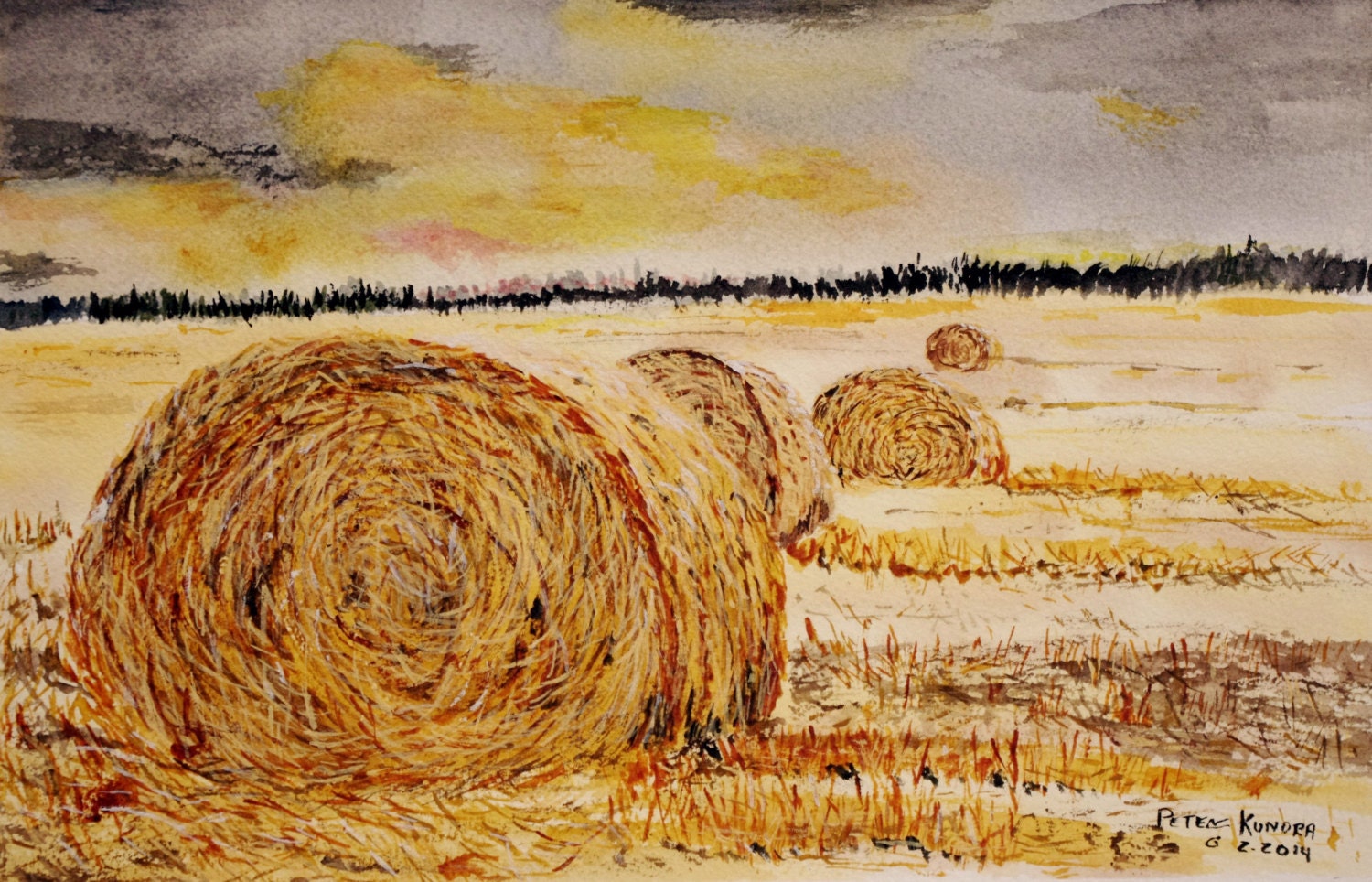 Illustration Landscape Hand Painted Rest a while artwork. Original Art ...