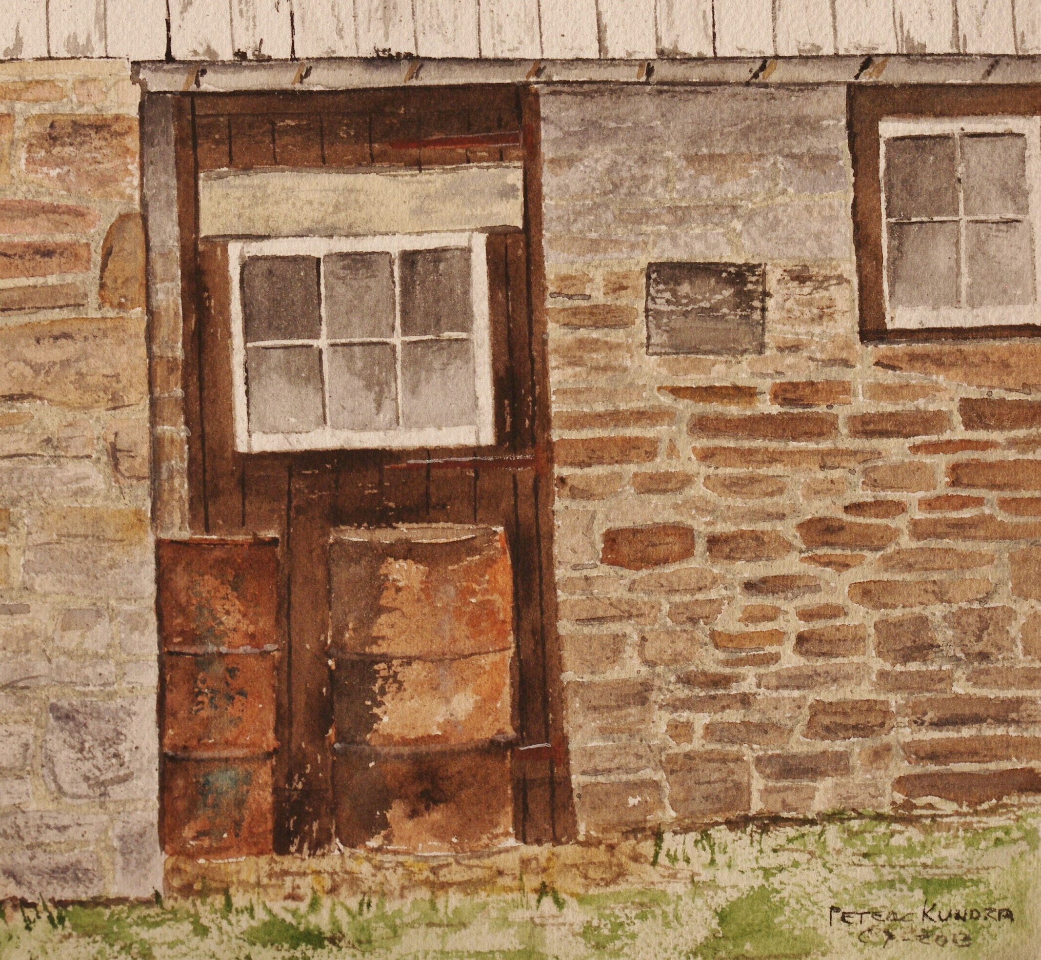 Barnside Scene,barn Door Painting,barn Wall,stone Barn Wall,old Stone ...
