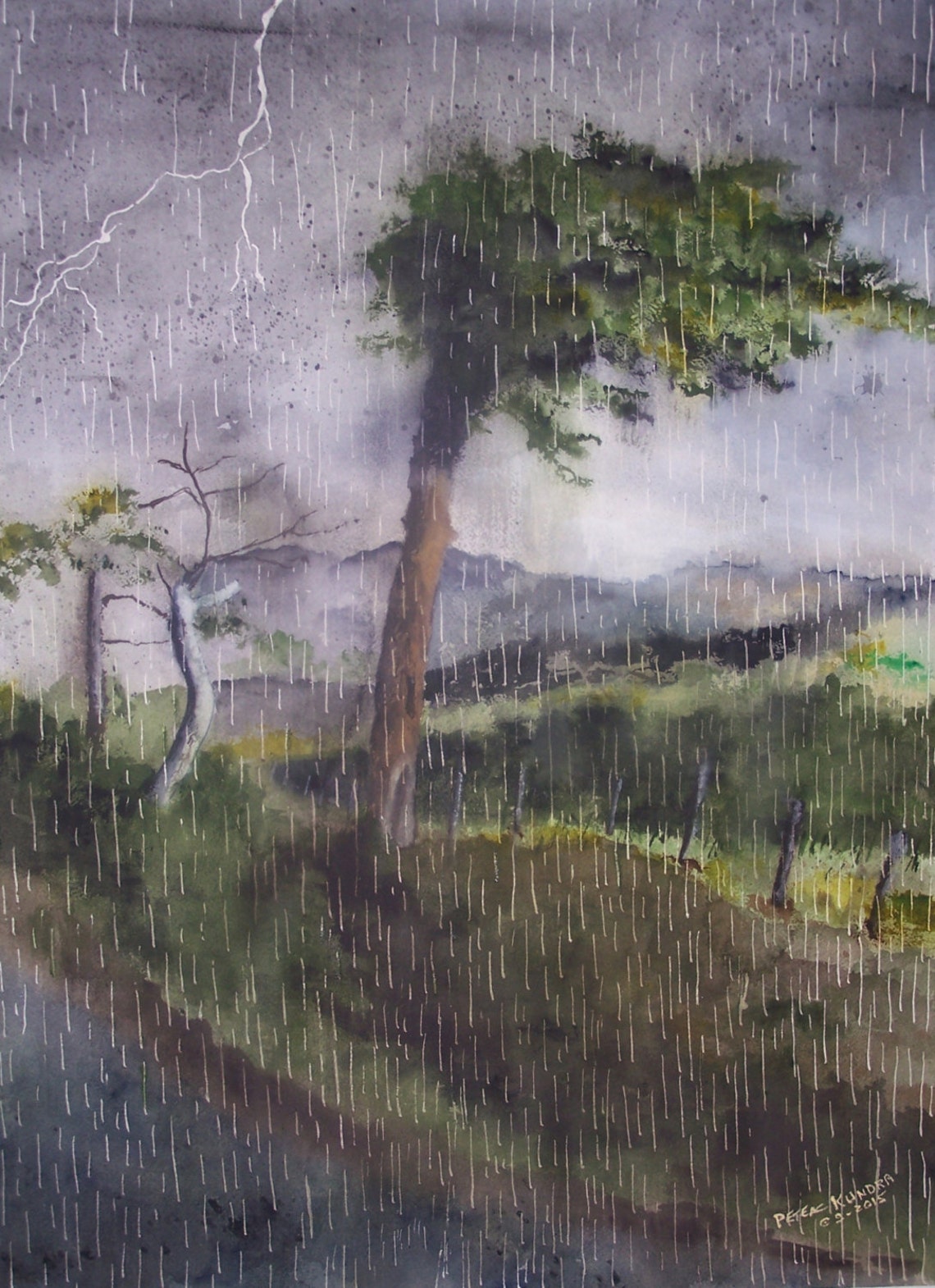 Forest Scene,wooded Scene,storm,painting of Rainy Day,cloudy Sky ...