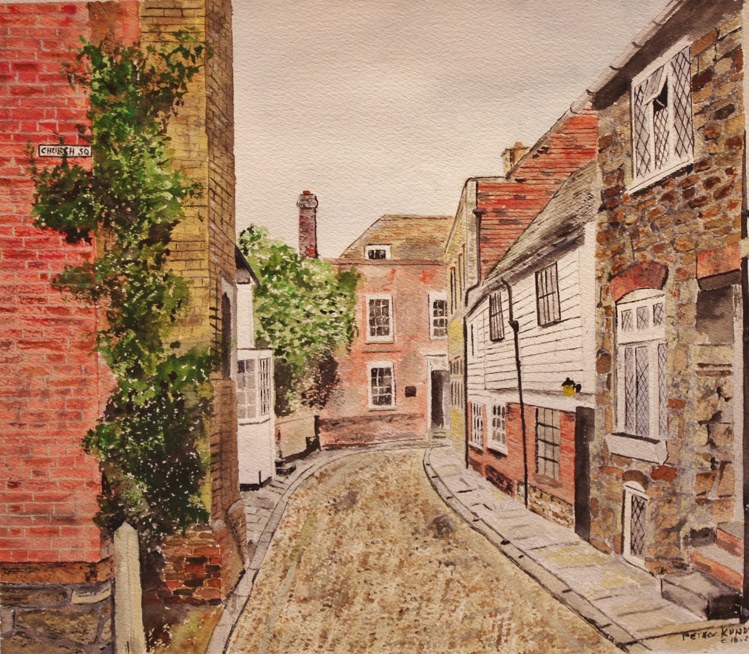 Painting of Town Square,"town Square" Painting of Old Town,city Scape ...