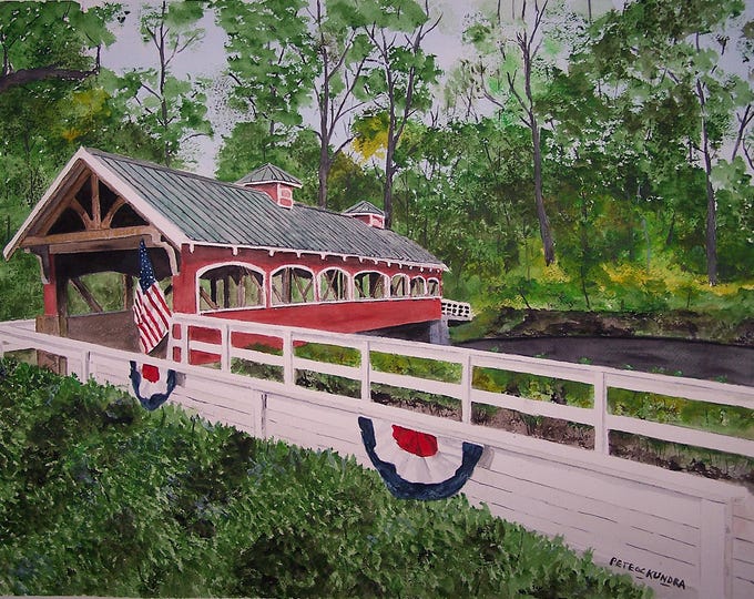 Walsh Covered Bridge Painting,bridge in Saddle Brook Nj,covered Bridge ...