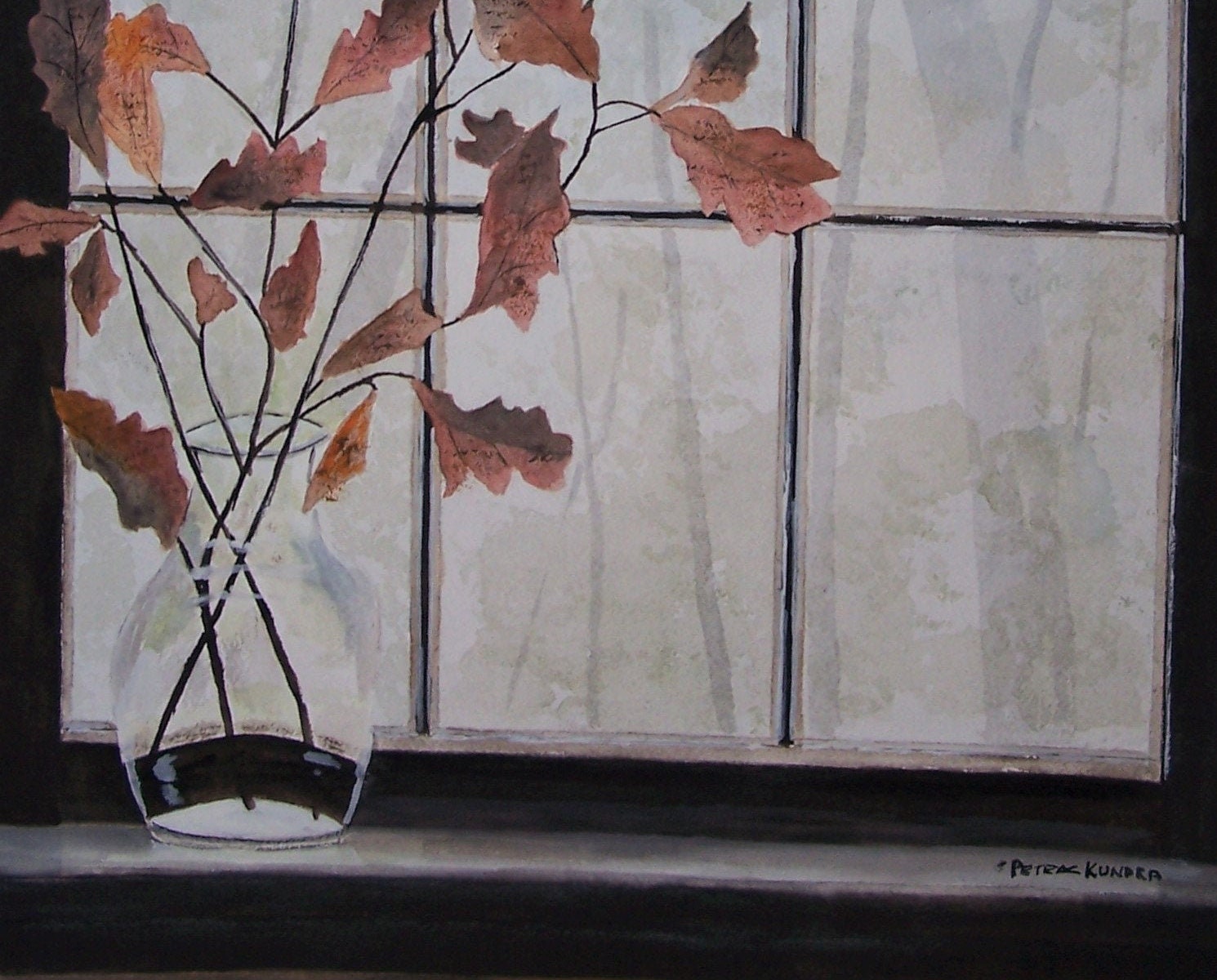 Autumn Leaves,window Scene, Autumn Leaves,leave Branches in Vase ...