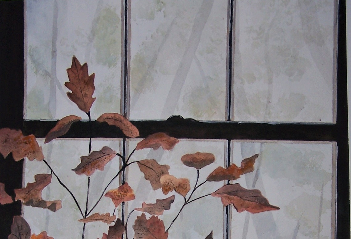 Autumn Leaves,window Scene, Autumn Leaves, Leaf Arrangement,dried Leaf ...