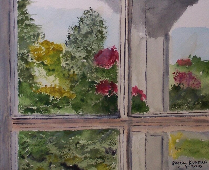 Painting of Window,"rainy WINDOW Scene",scenic Painting ,von Trapp ...