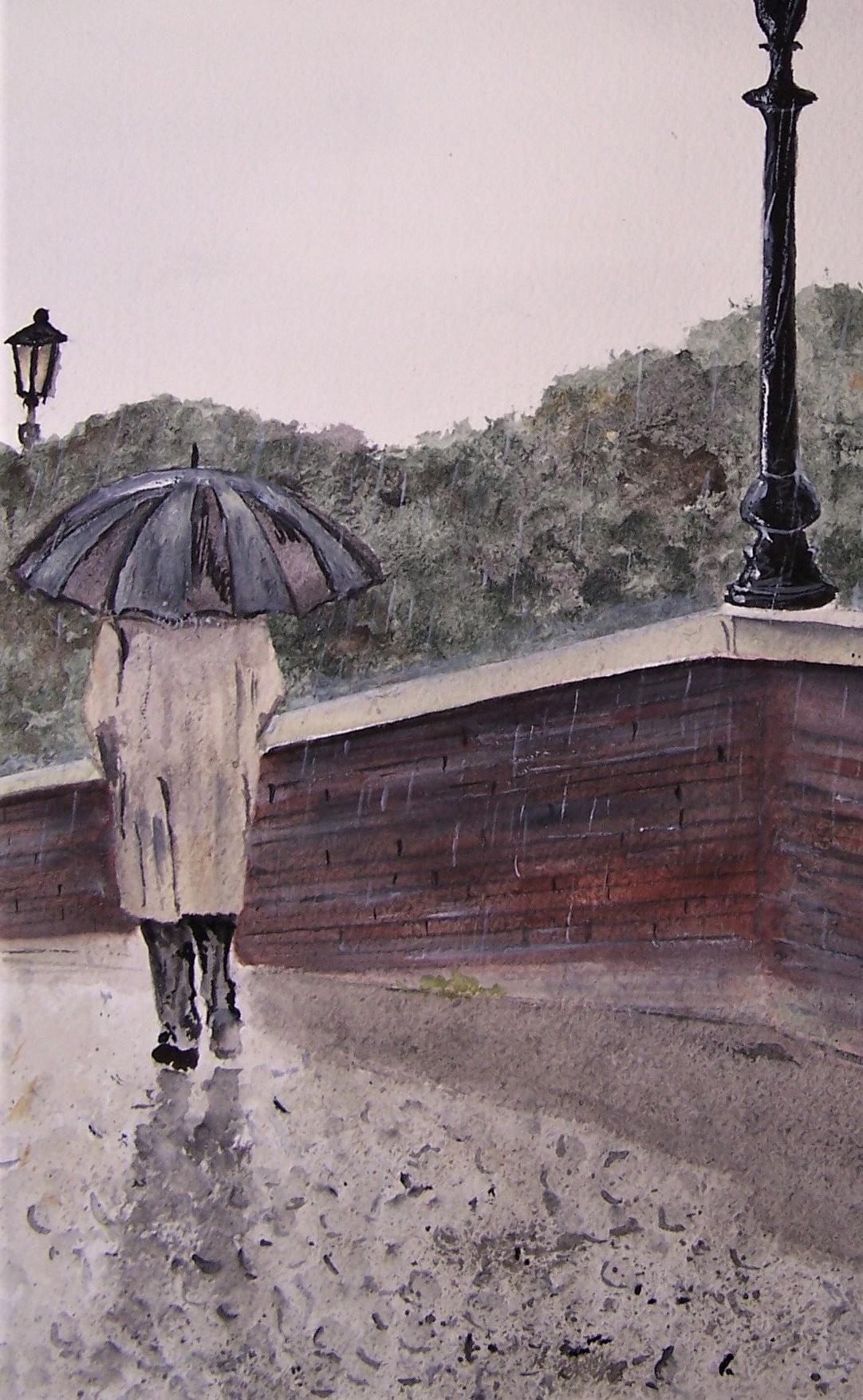 Rainy Day on the Bridge,rainy Day,bridge Scene,man Walking on Bridge ...