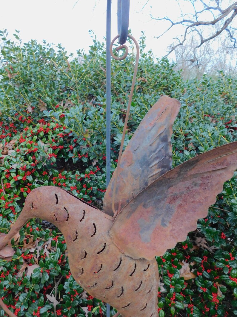 Large Repurposed Decorative Rustic Scrap Metal Hanging Hummingbird ...