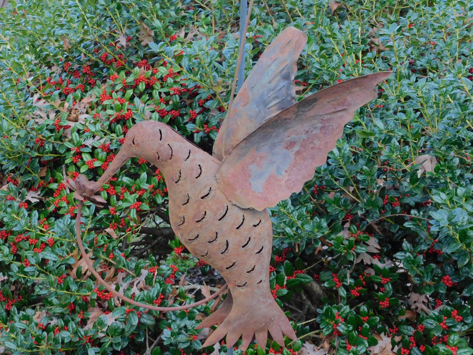 Large Repurposed Decorative Rustic Scrap Metal Hanging Hummingbird ...
