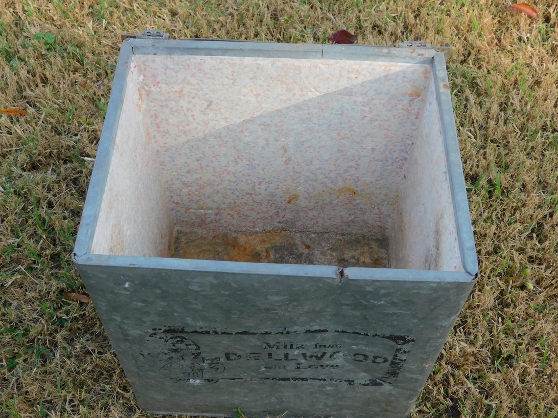 Vintage Milk Box Milk From Delwood With Love Galvanized Metal Vintage ...