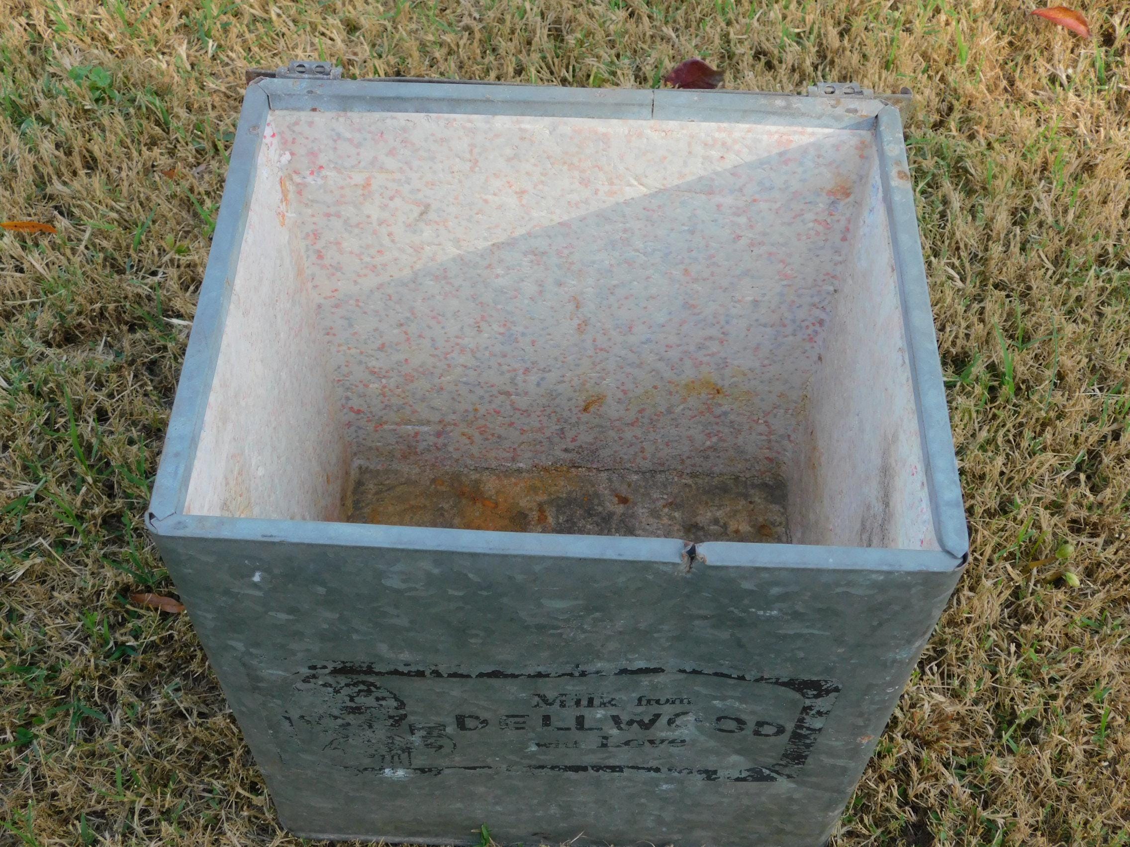 Vintage Milk Box Milk From Delwood With Love Galvanized Metal Vintage ...