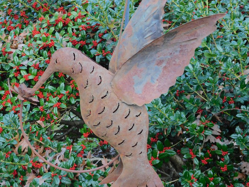 Large Repurposed Decorative Rustic Scrap Metal Hanging Hummingbird ...