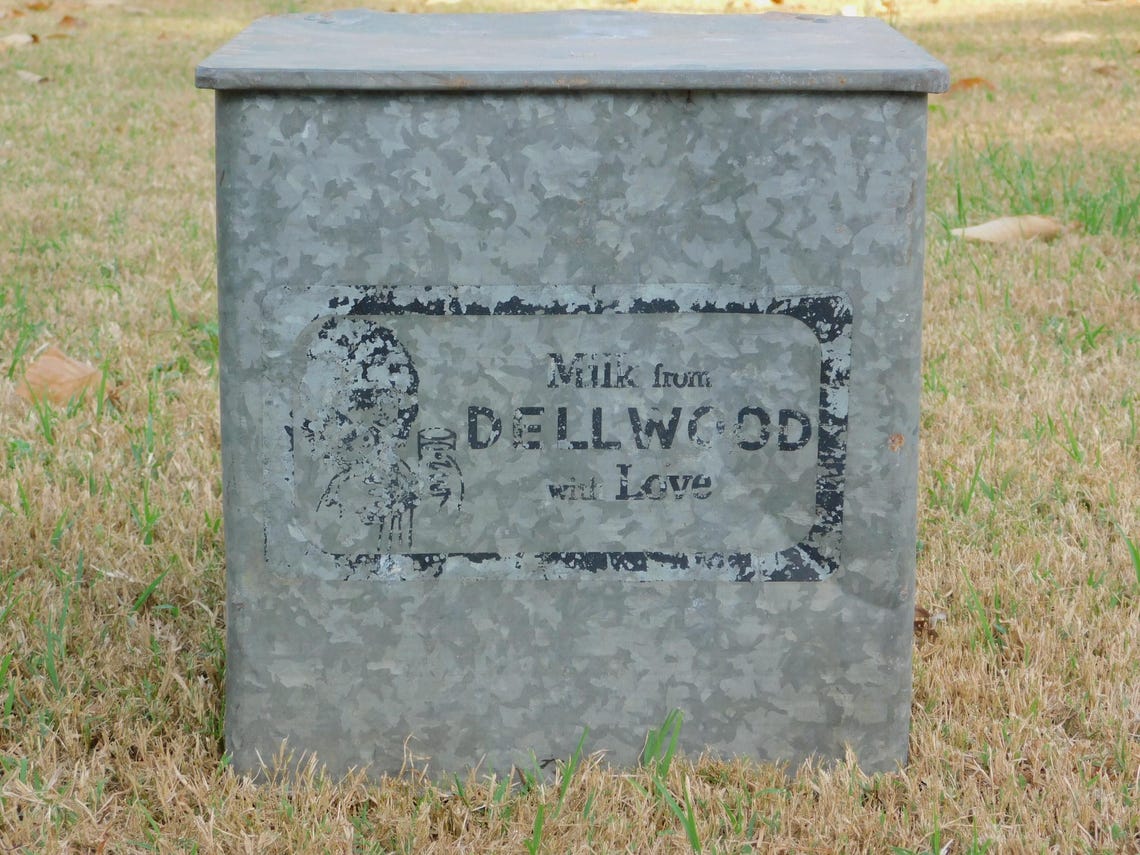 Vintage Milk Box Milk From Delwood With Love Galvanized Metal Vintage ...