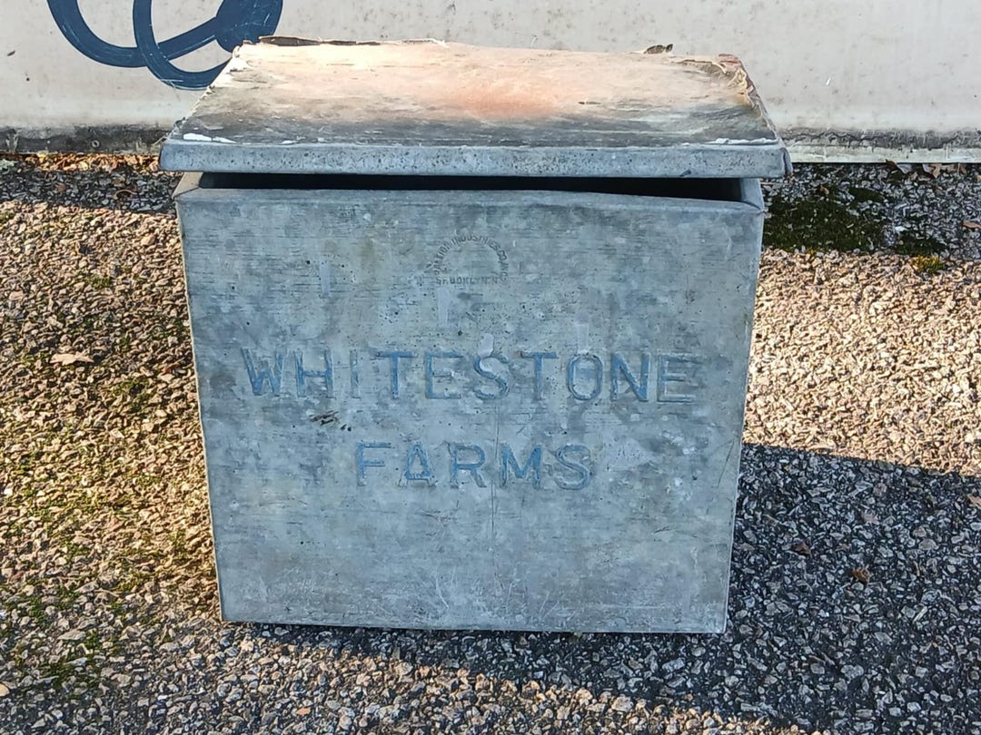Vintage Milk Box - Whitestone Farms Brooklyn - Galvanized Metal ...