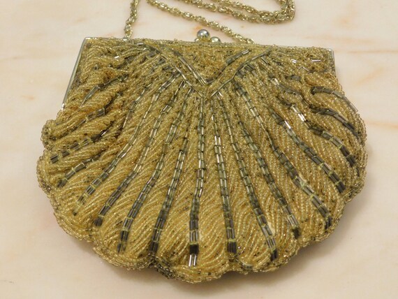 Formal Vintage Clutch - Vintage Clamshell Purse - Gol… - Gem