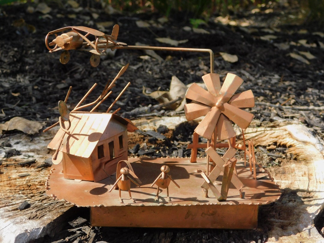 Vintage Copper Airplane Music Box - Music Box - Moving Airplane - Music ...