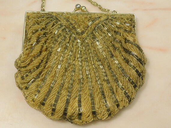 Formal Vintage Clutch - Vintage Clamshell Purse - Gol… - Gem
