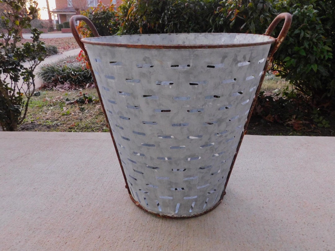 Vintage Galvanized Metal Olive Bucket - Shabby Chic - Rustic Decor ...
