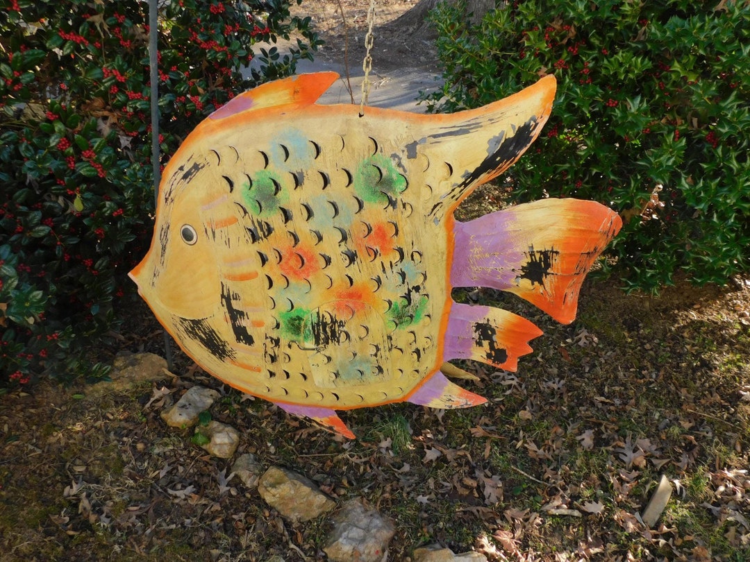 Vintage Large Metal Hanging Fish - With Candle Holder - Fish Decor ...