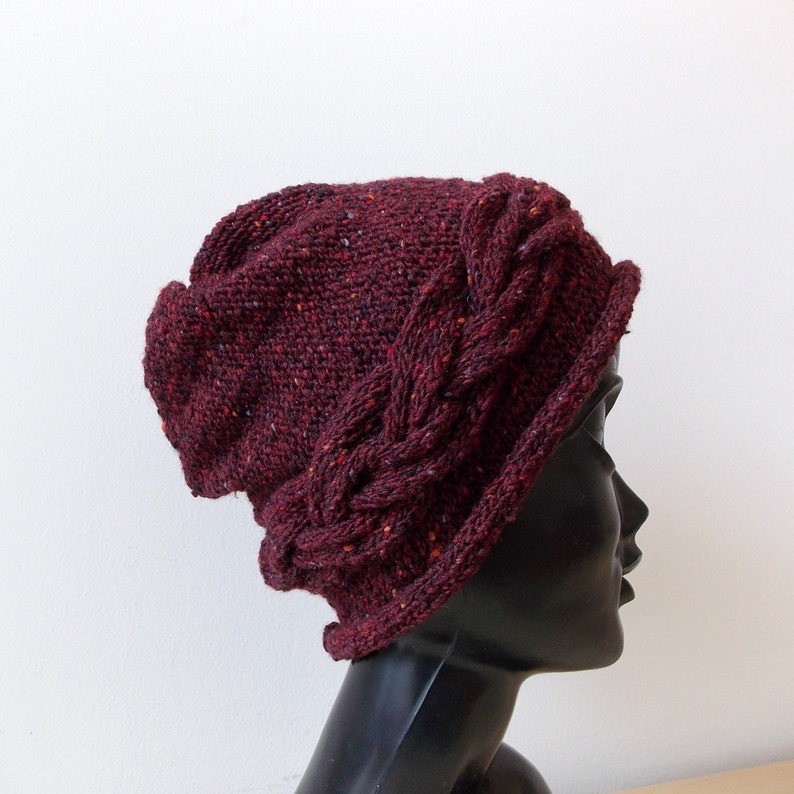 Burgundy Aran Hats Merino Wool Hand Knitting Hat Red Womens - Etsy Sweden