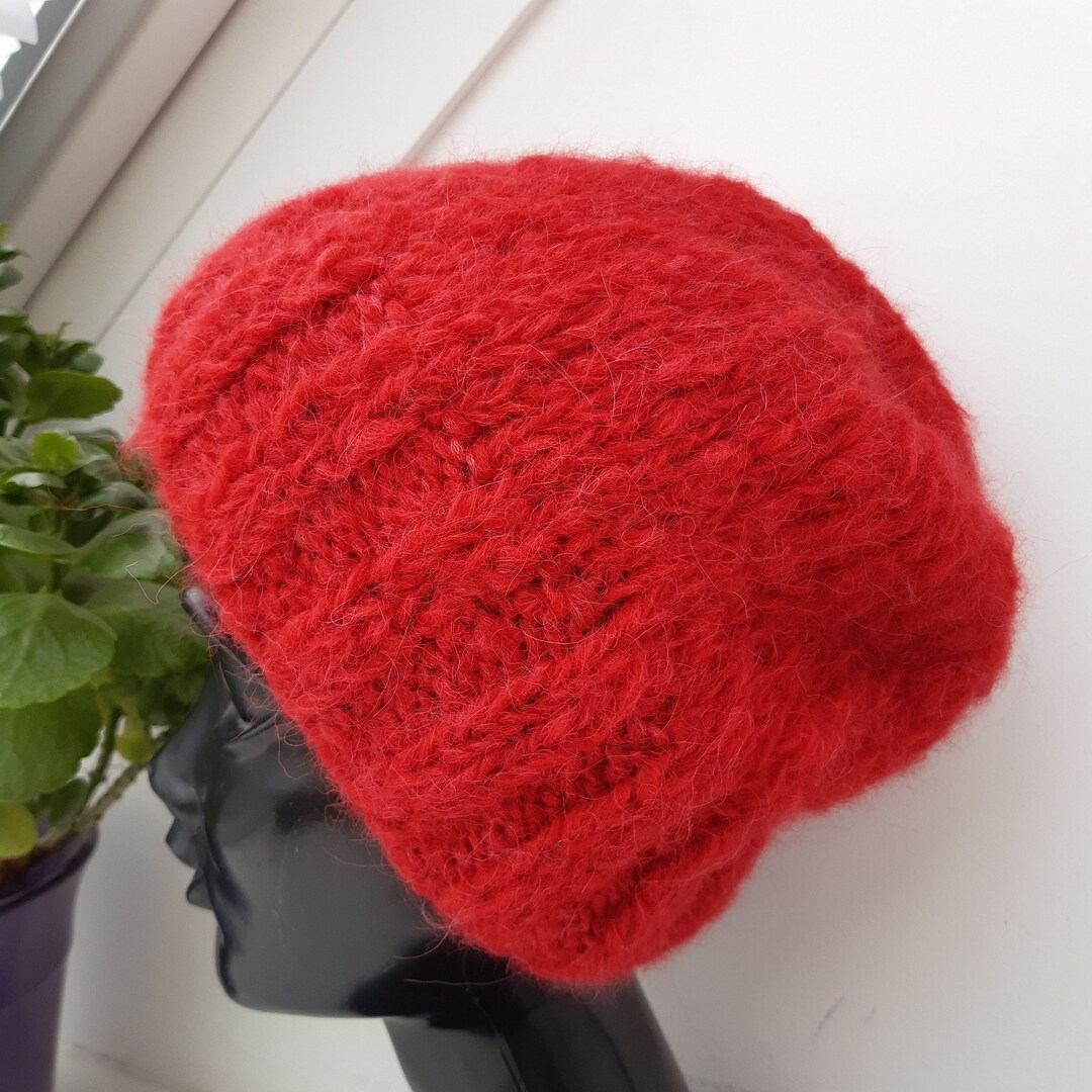 Red Alpaca Knit Hat Womens Hat Knit Hats Women Beanie Womens Beanies ...