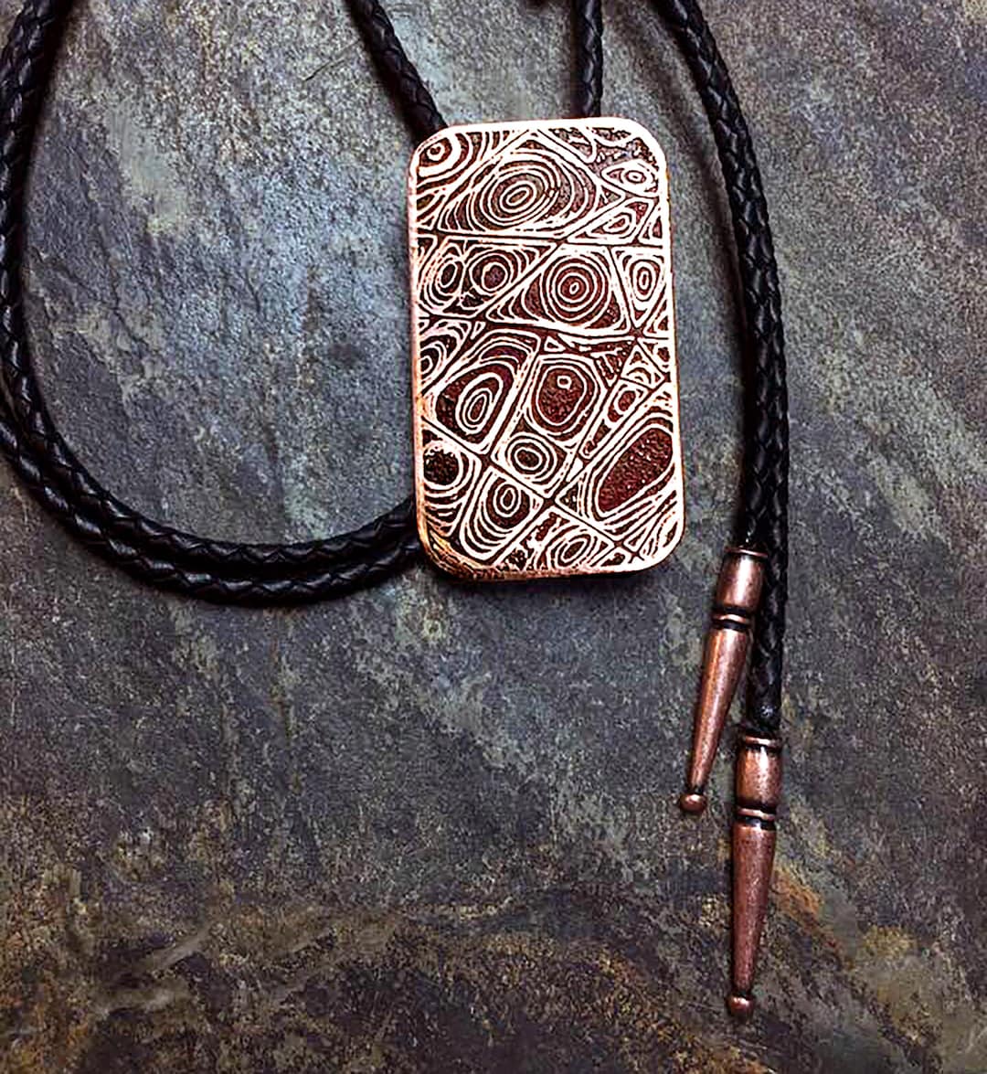 Etched and Colored Copper Geology Design Liesegang Rings Bolo Tie - Etsy