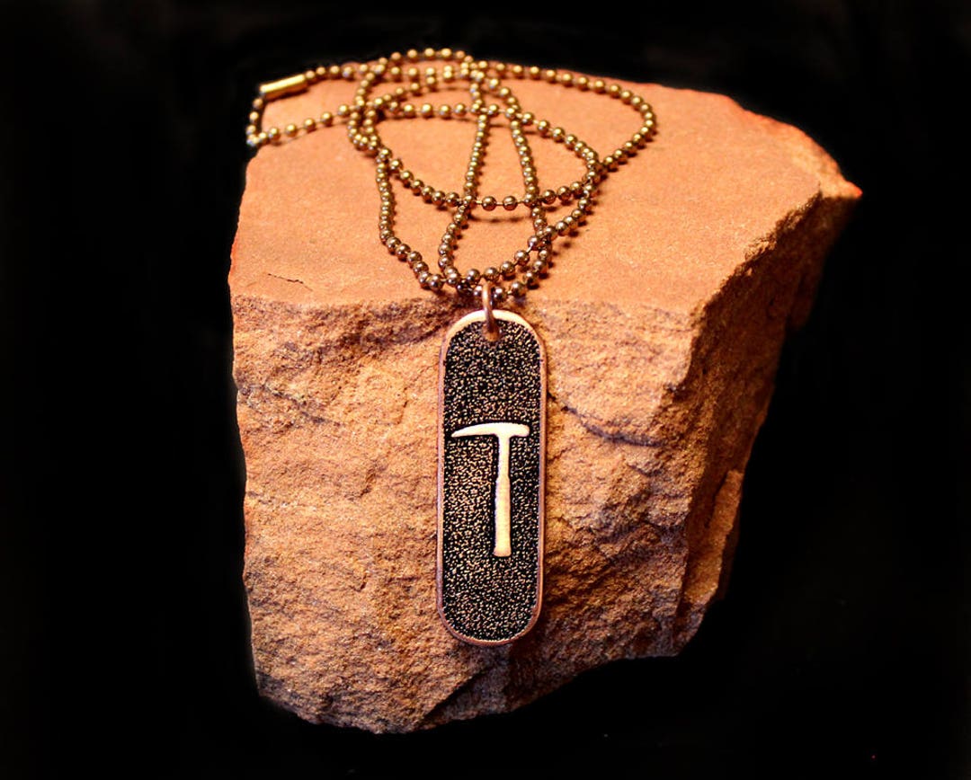 Etched Copper Geology Hammer Design Pendant - Etsy