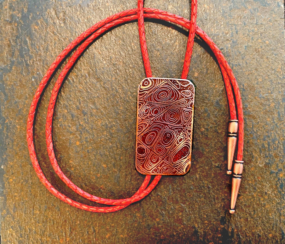 Etched and Colored Copper Geology Design Liesegang Rings Bolo Tie - Etsy