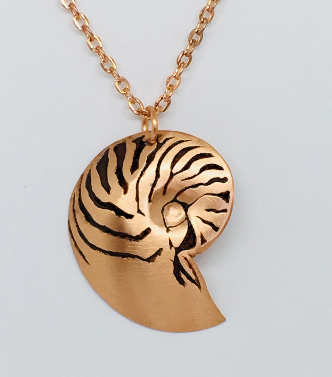 Nautilus Shell Design Etched Copper Necklace - Etsy