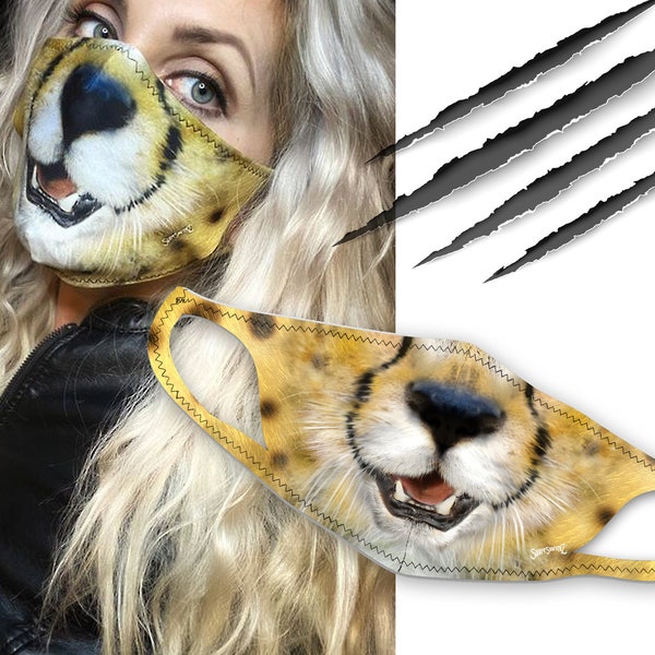Cheetah Face Mask - Etsy