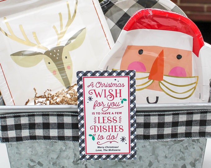 Paper Plate less Dishes Christmas Gift Tag, Instant Download, Christmas ...