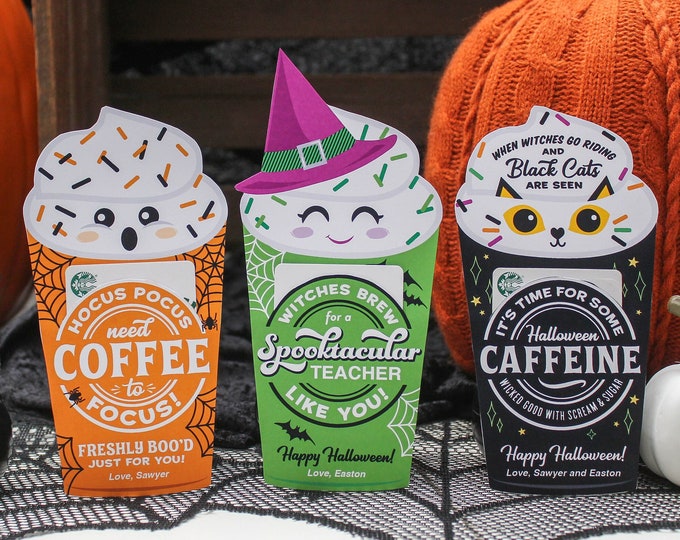 Halloween Coffee Gift Card Printable, Teacher Gift, Staff Gift ...