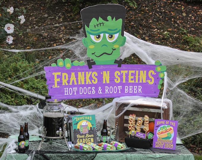 Franks & Steins, Halloween Frankenstein Party Printables, Hot Dogs ...